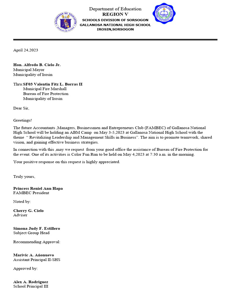 BFP Letter For Color Fun Run | PDF