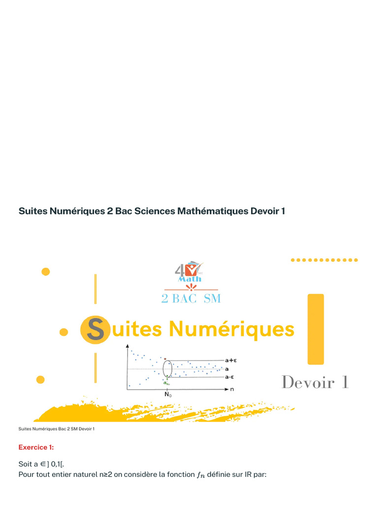 Suites Numériques Bac 2 SM Devoir 1 | PDF | Mathématiques | Concepts ...
