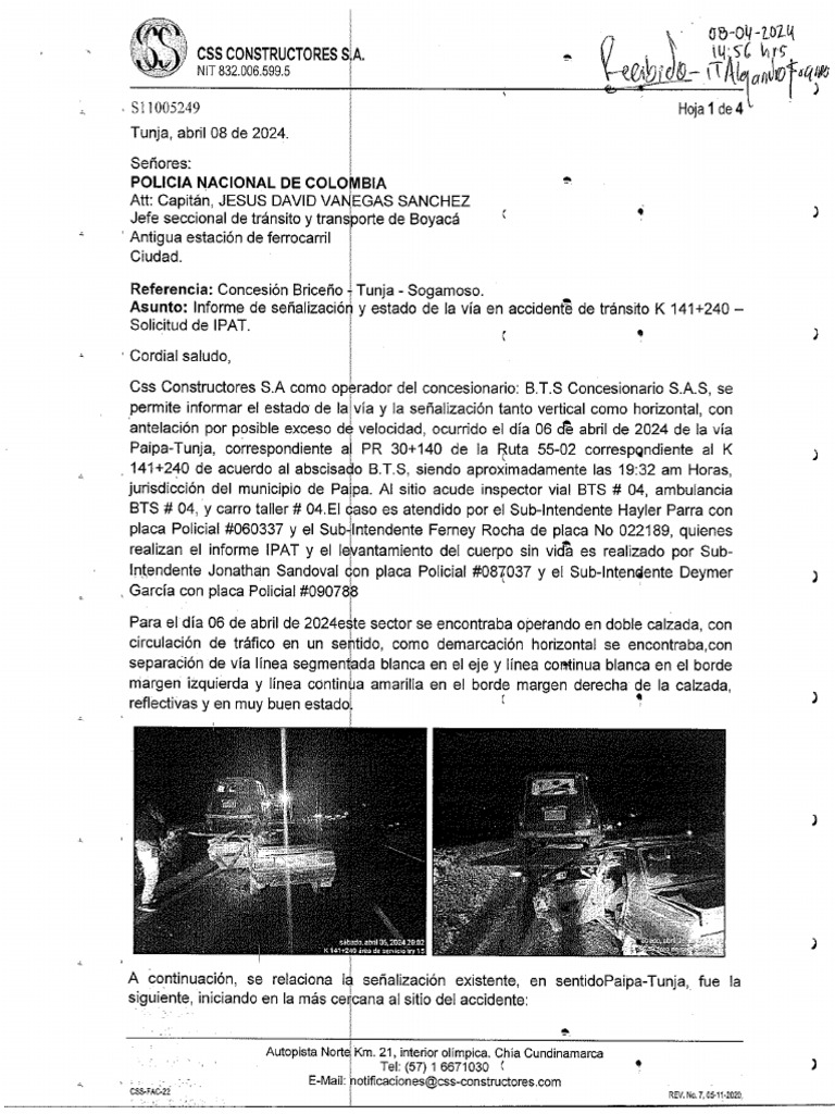 S11005249 - Señalizacion K141+240 | PDF