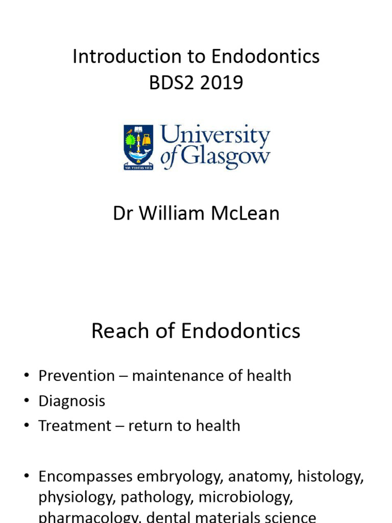 1 - Introduction To Endodontics | PDF | Dental Anatomy | Human Tooth