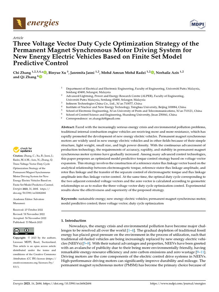 Three Voltage Vector Duty Cycle Optimization Strat | PDF | Electric Motor | Electricity