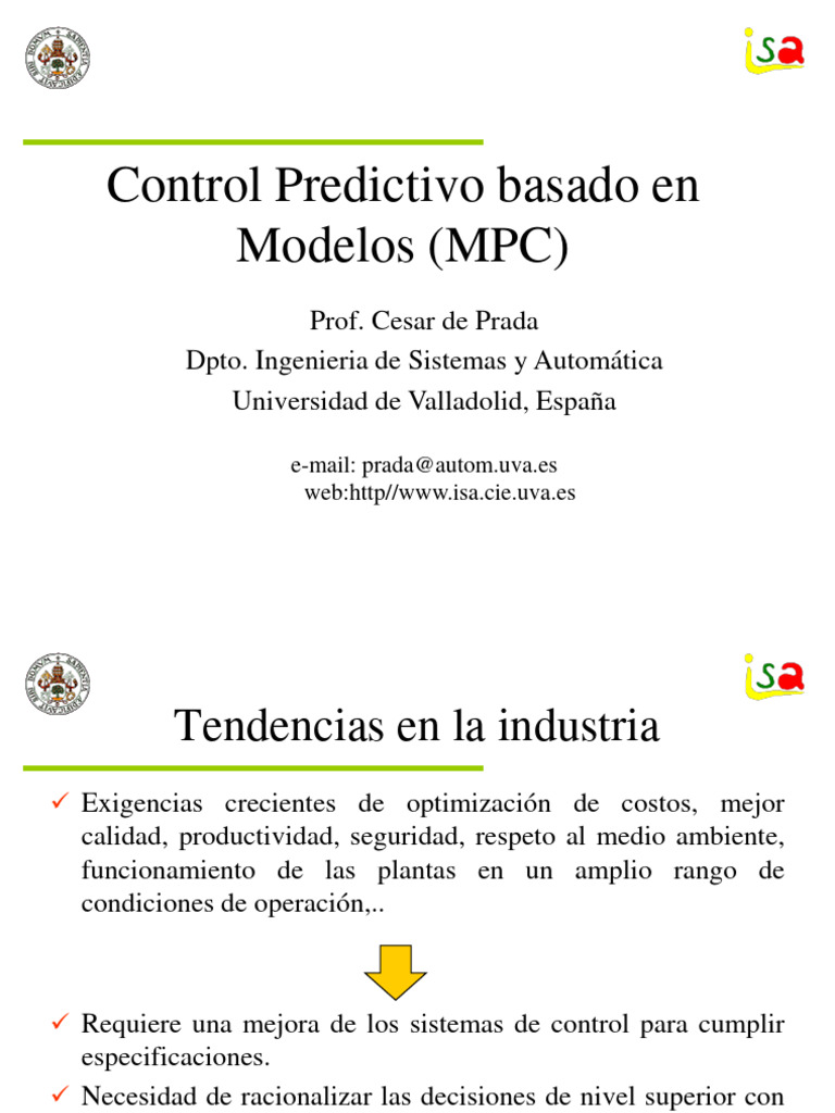 Control Predictivo Basado en Modelos (MPC) | PDF | Optimización ...