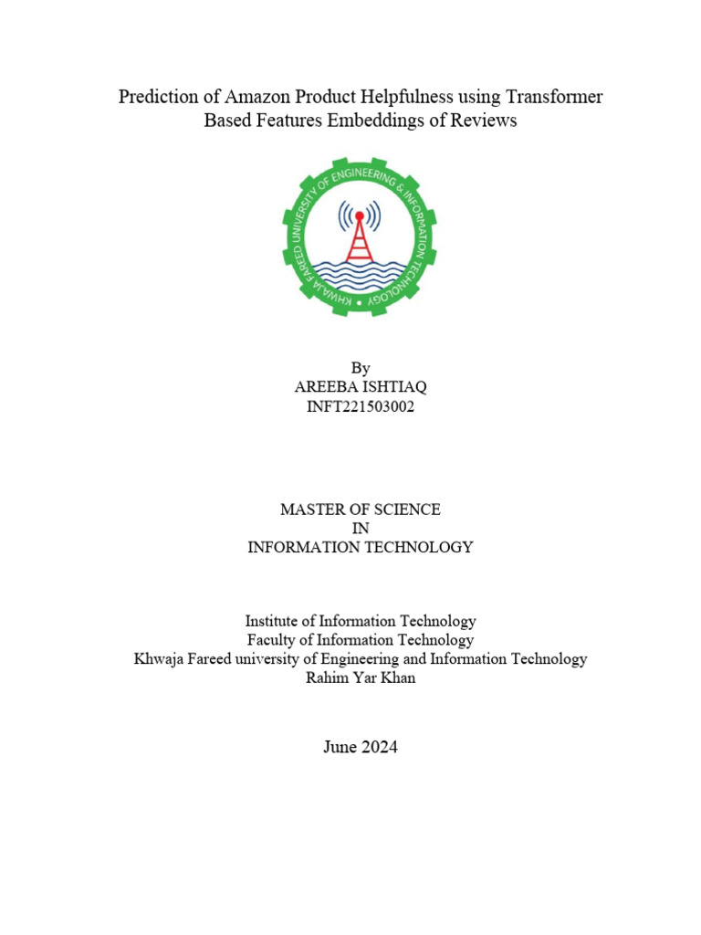 Prediction of Amazon Product Helpfulness Using Transformer Based Features Embeddings of Reviews ...