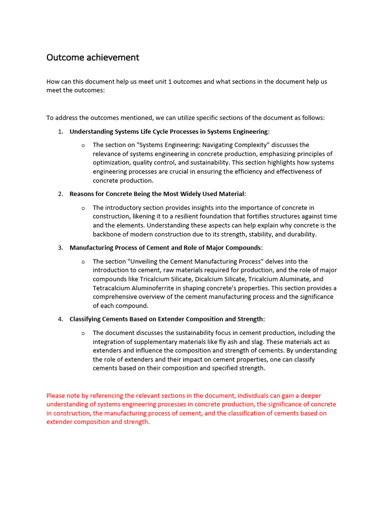 INTRODUCTION To CONCRETE-Part 2 Outcomes and Sample Questions | PDF ...