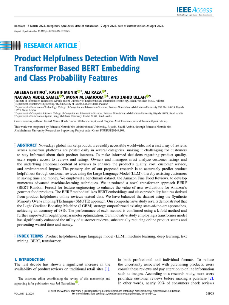 Product Helpfulness Detection With Novel Transformer Based BERT Embedding and Class Probability ...