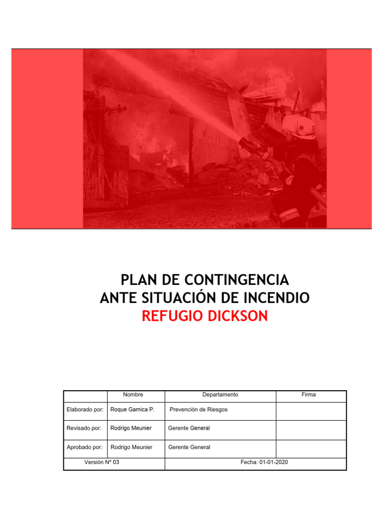 Plan Contingencia Incendio Dickson V3 (01-01-2020) | PDF | Fuego fatuo | Incendios