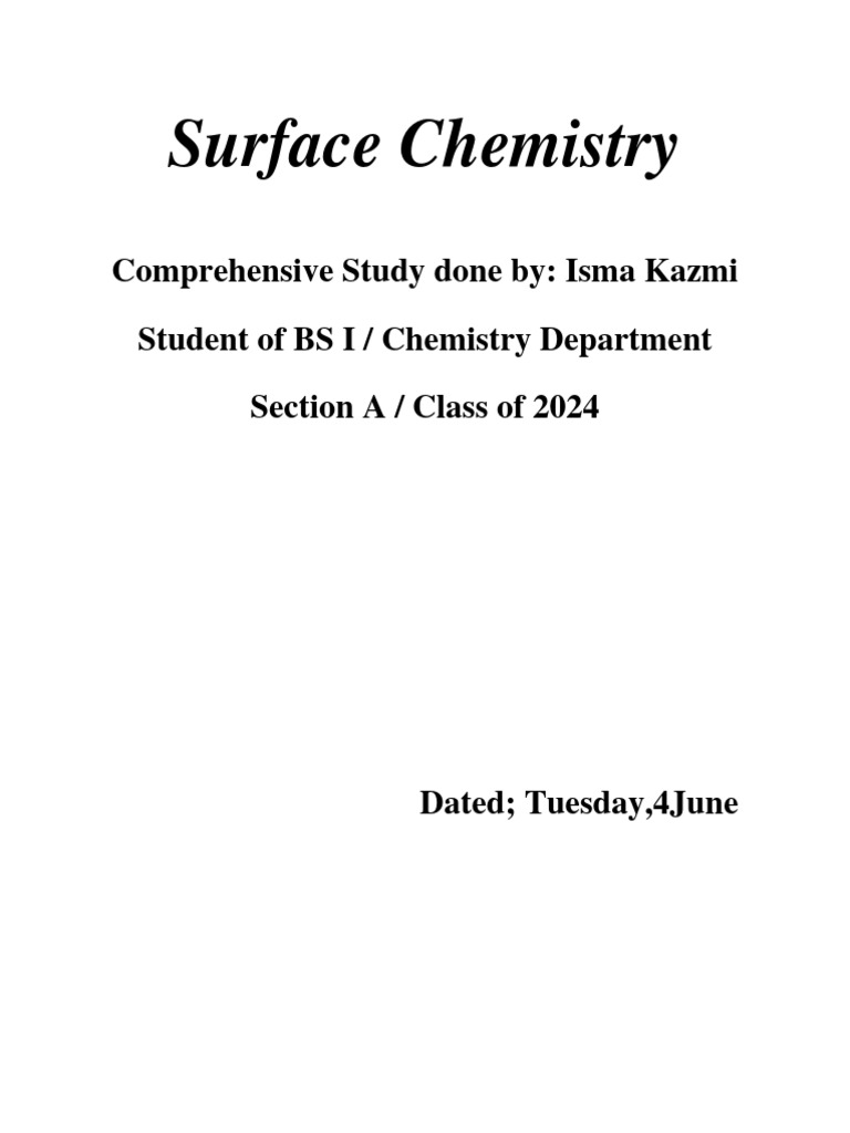 Surface Chemistry | PDF | Adsorption | Catalysis
