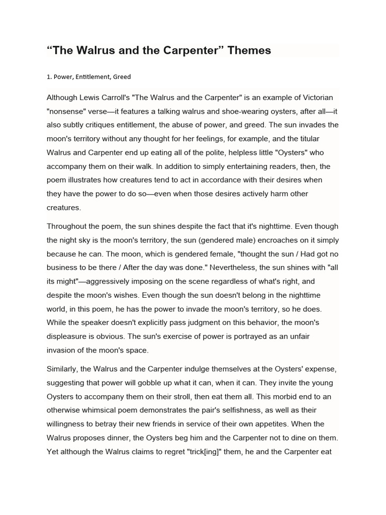 Themes - The Walrus and The Carpenter | PDF
