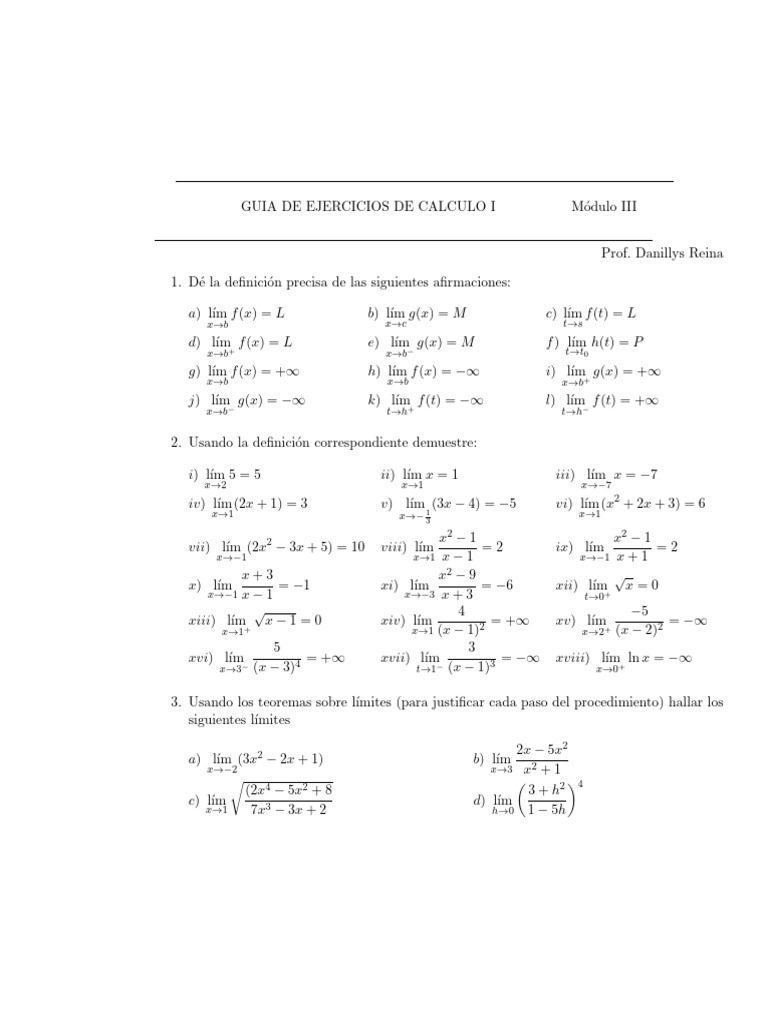 Ejercicios Mod III Cal I Ing Inf | PDF | Matemáticas