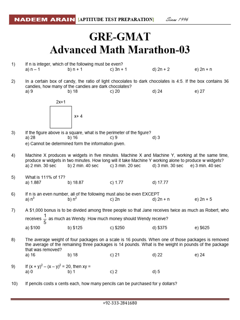 GRE GMAT Advanced 03 | PDF