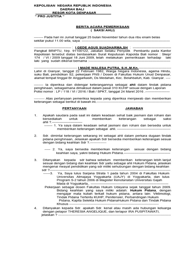 Contoh Surat BAP | PDF