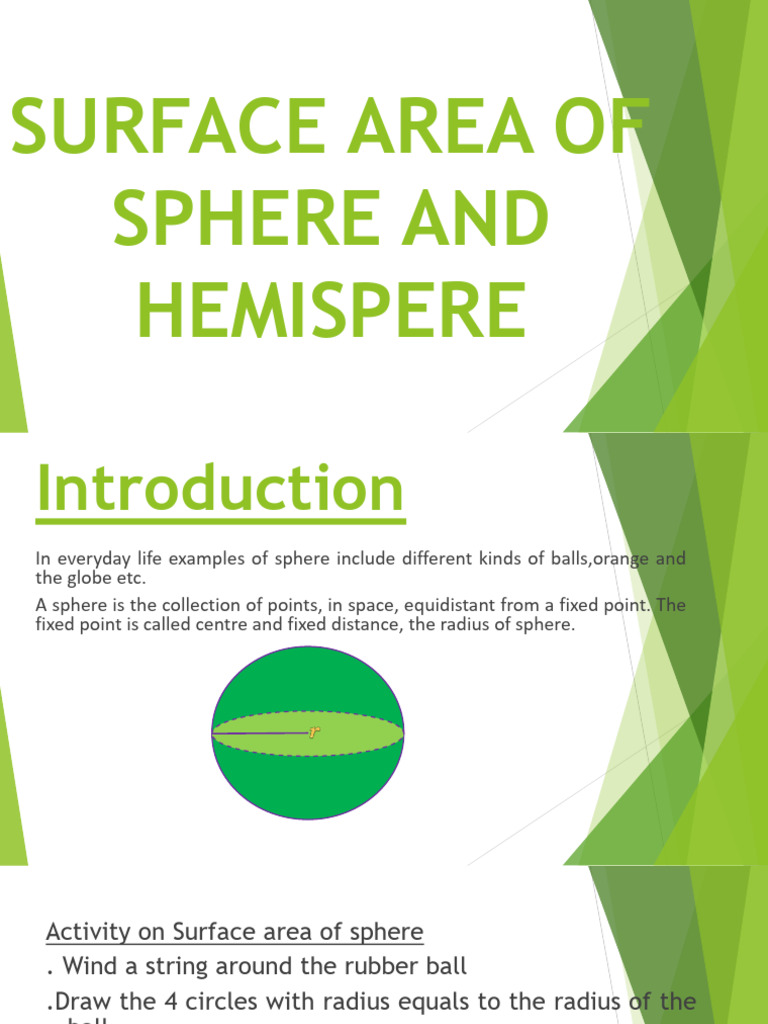 Surface Area - Sphere and Hemisphere | PDF | Sphere | Area