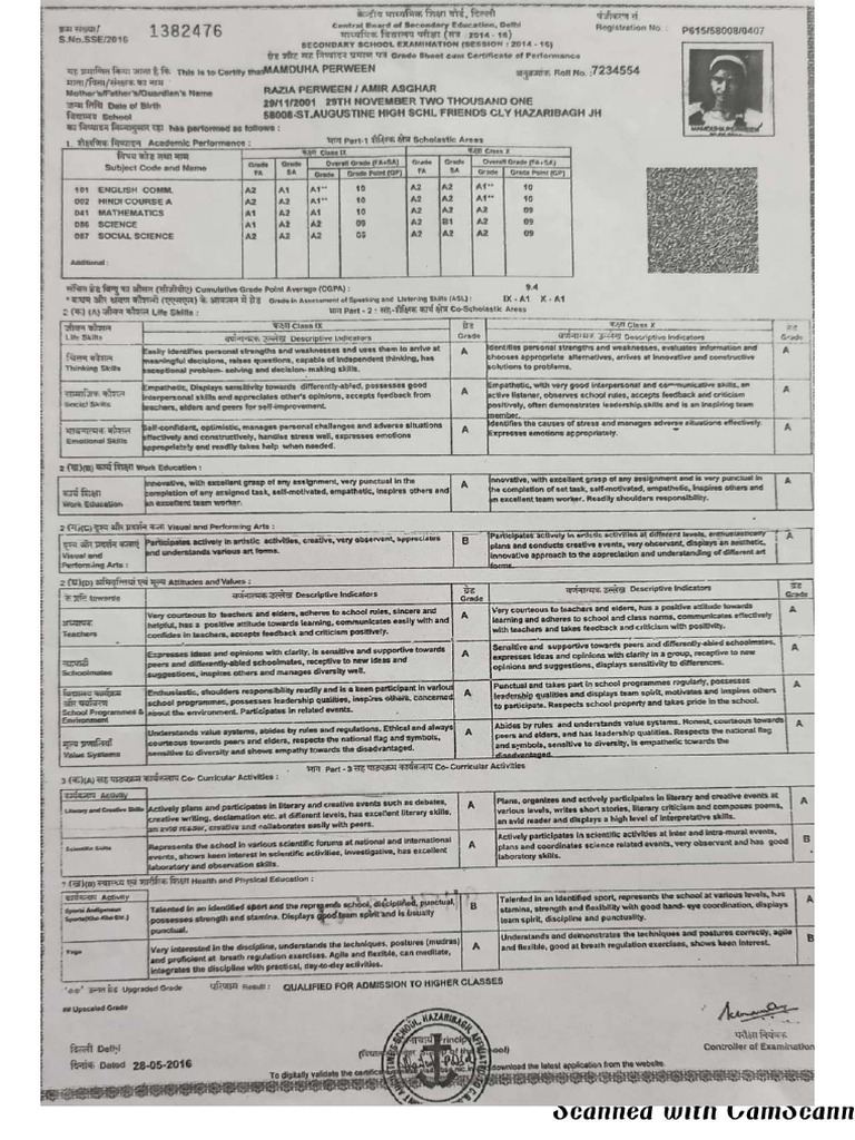 10th Marksheet Compressed | PDF