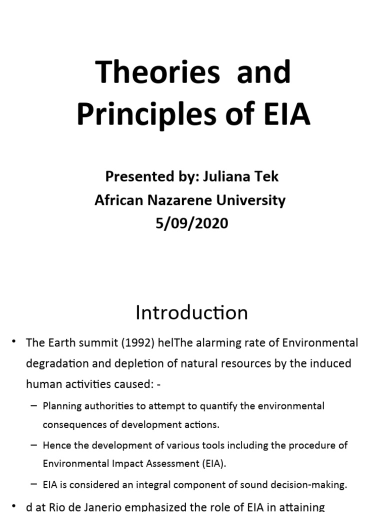 Theories and Principles of EIA | PDF | Environmental Impact Assessment ...