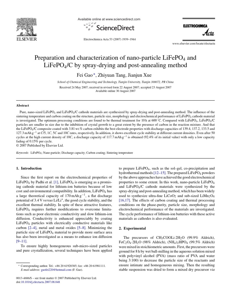 Gao 2007 | PDF | Lithium Ion Battery | Physical Sciences