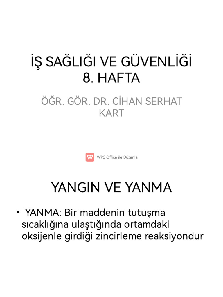 İş Sağliği Ve Güvenli̇ği̇ 9. Hafta | PDF