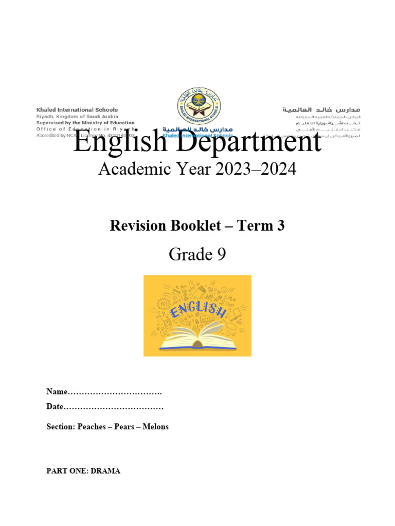 Grade 9 English Term 3 Revision Guide | PDF