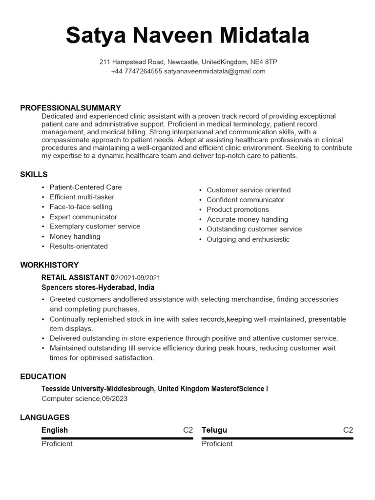 Satya Store CV | PDF