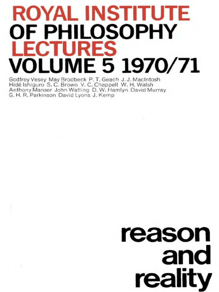 Ed. by G. N. A. Vesey - Reason and Reality (Royal Institute of ...