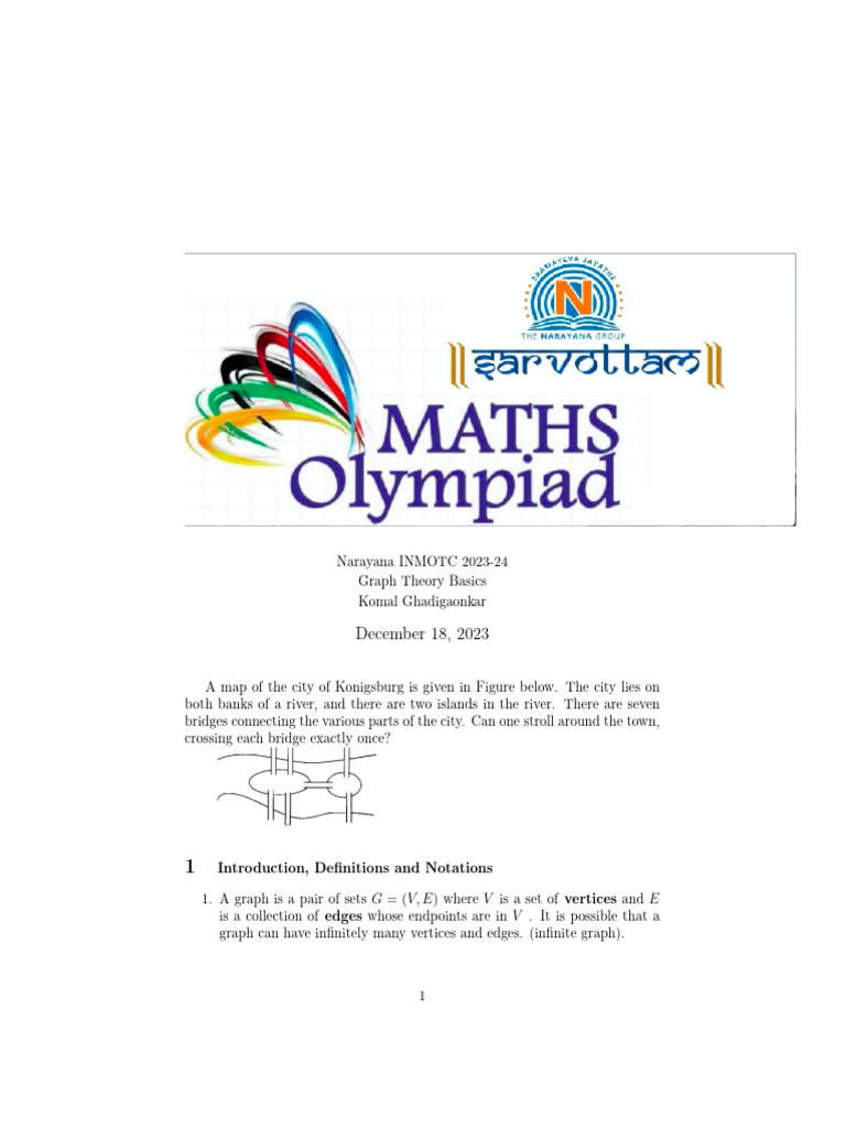 Graph Theory for Math Olympiads | PDF | Vertex (Graph Theory) | Combinatorics