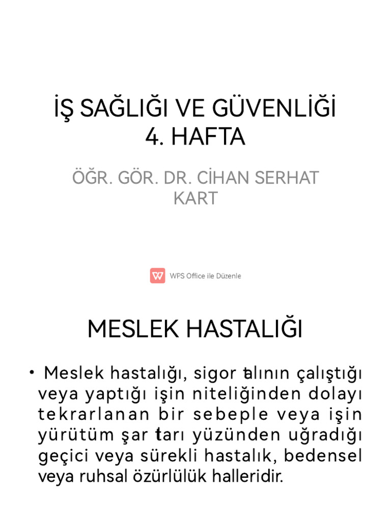 İş Sağliği Ve Güvenli̇ği̇ 5.hafta | PDF