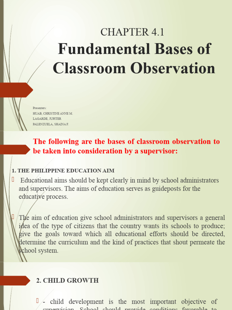 Bases of Classroom Observation | PDF | Teachers | Learning