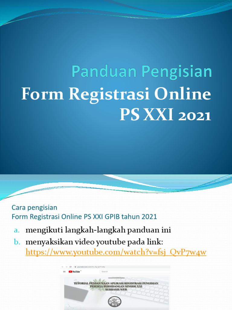 Panduan Pengisian Form Registrasi Online PS XXI 2021 Juga | PDF