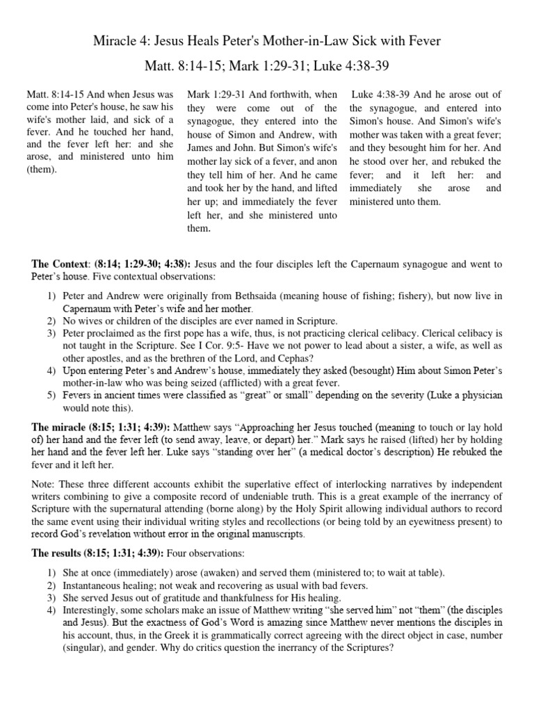 Jesus Heals Peter's Mother-in-Law | PDF | Jesus | Saint Peter