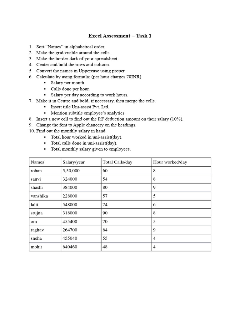 Basic Excel Assessments | PDF | Spreadsheet | Microsoft Excel
