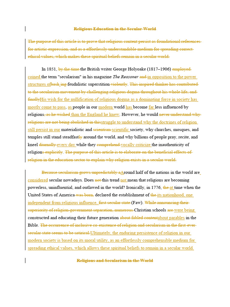 Religion's Role in Secular Education | PDF | Secularity | Secularism