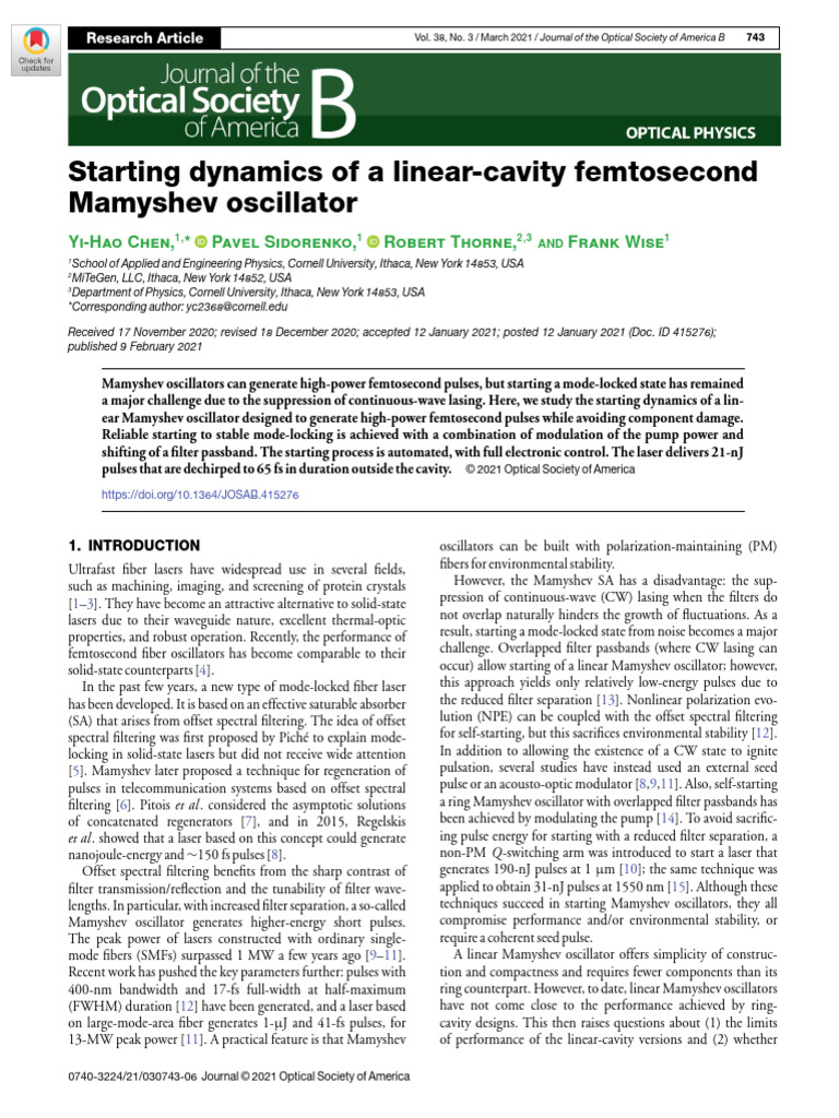 Starting Dynamics of A Linear-Cavity Femtosecond Mamyshev Oscillator ...