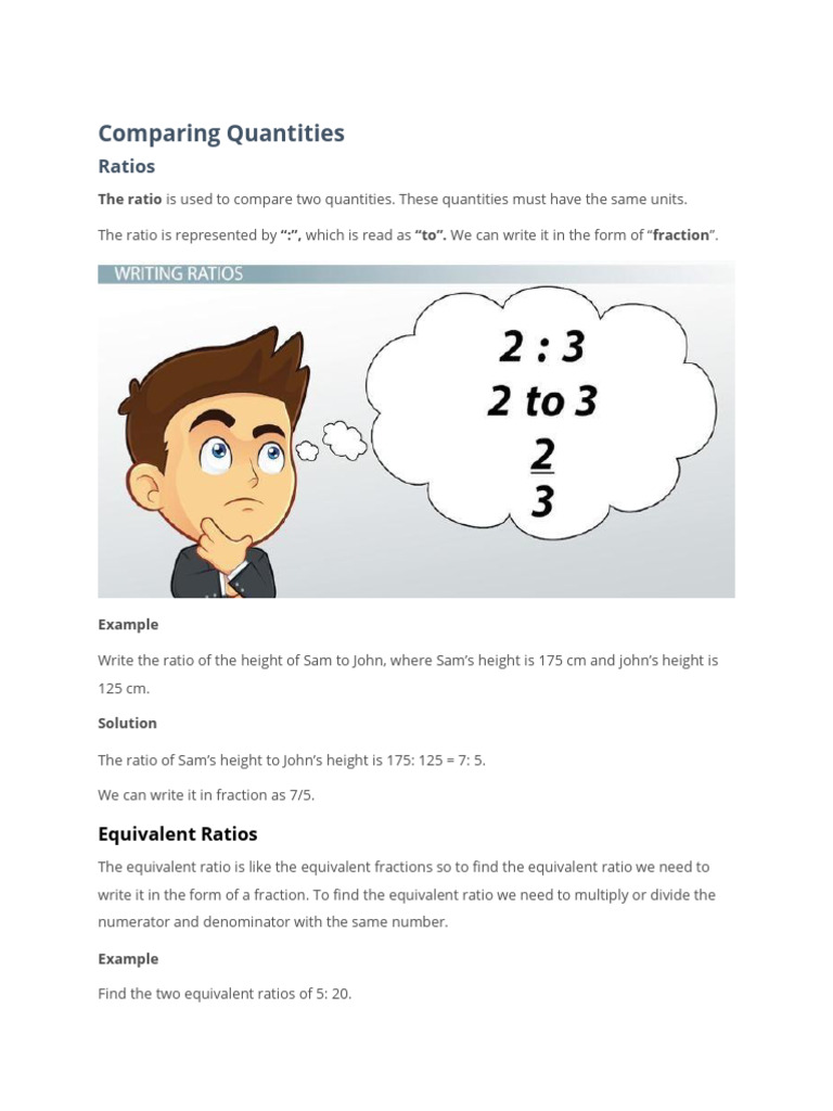 Comparing Quantities and Raitios | PDF | Percentage | Ratio