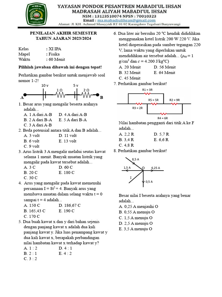 Soal PAS Fisika Kelas XII | PDF
