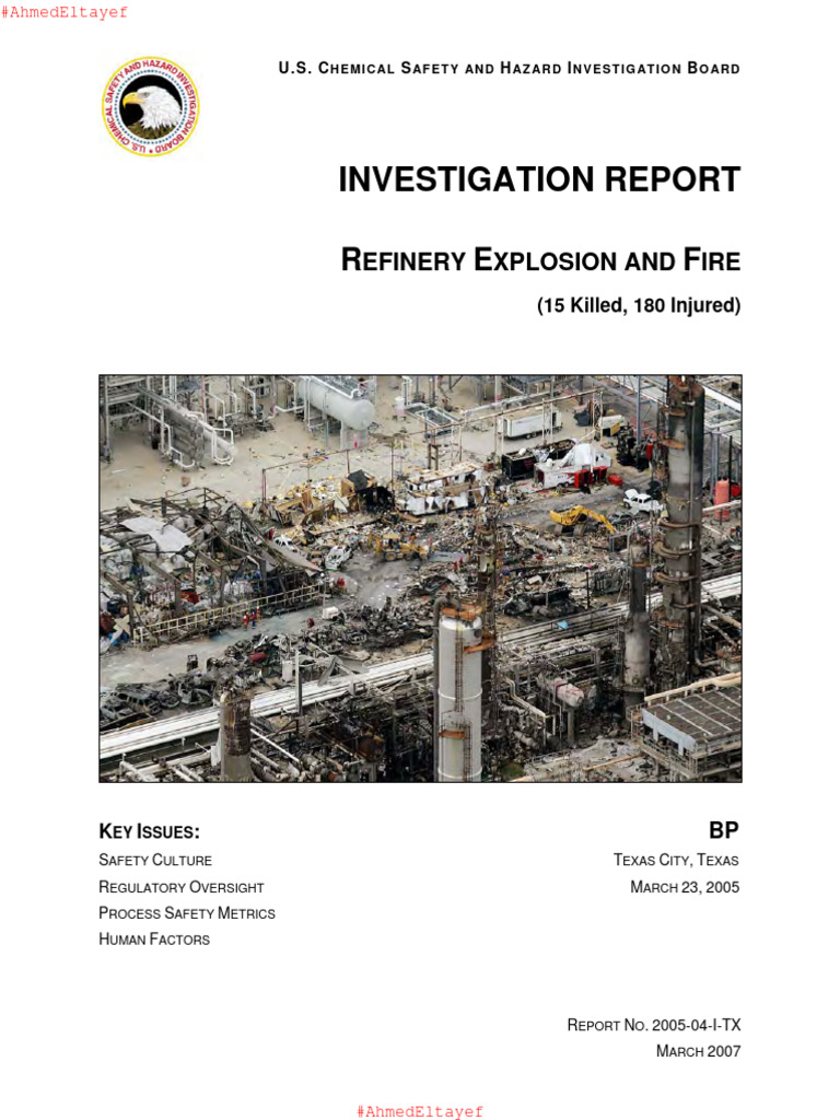 Investigation Report On Refinery Fire and Explosion Part 1 of 2 | PDF ...