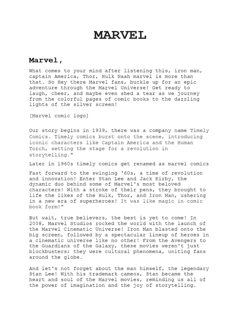Marvel Documentary | PDF