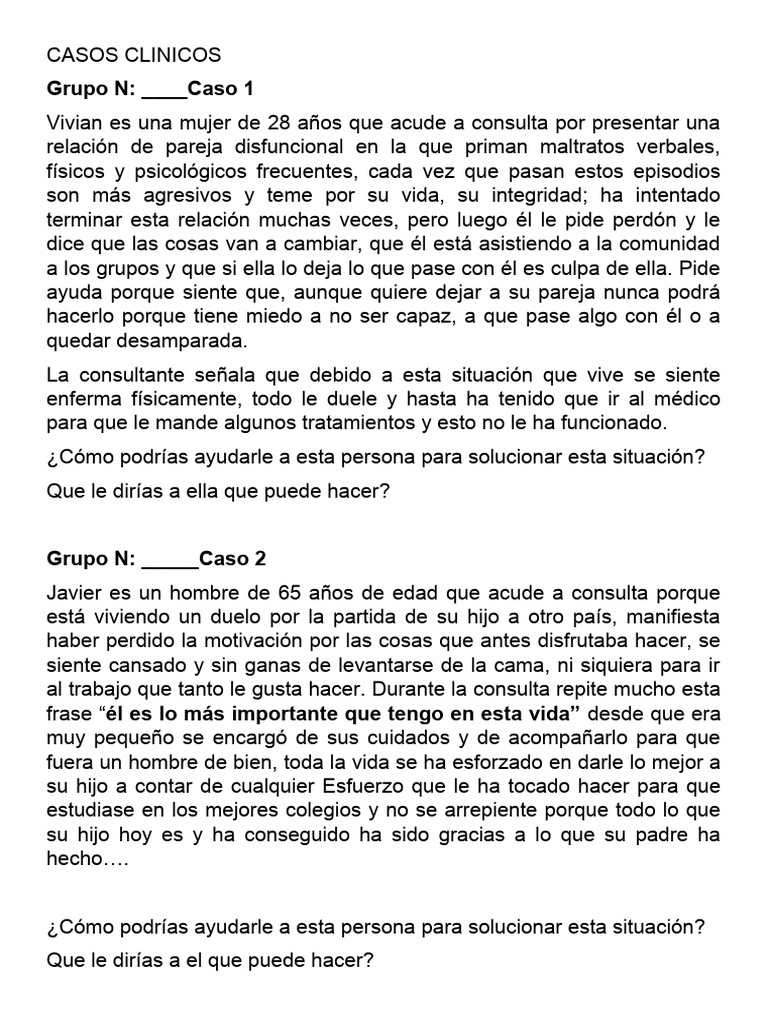 CASOS CLINICOS y Ejercicio Grupal | PDF