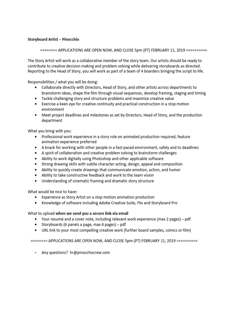 Storyboard Artist 1 | PDF