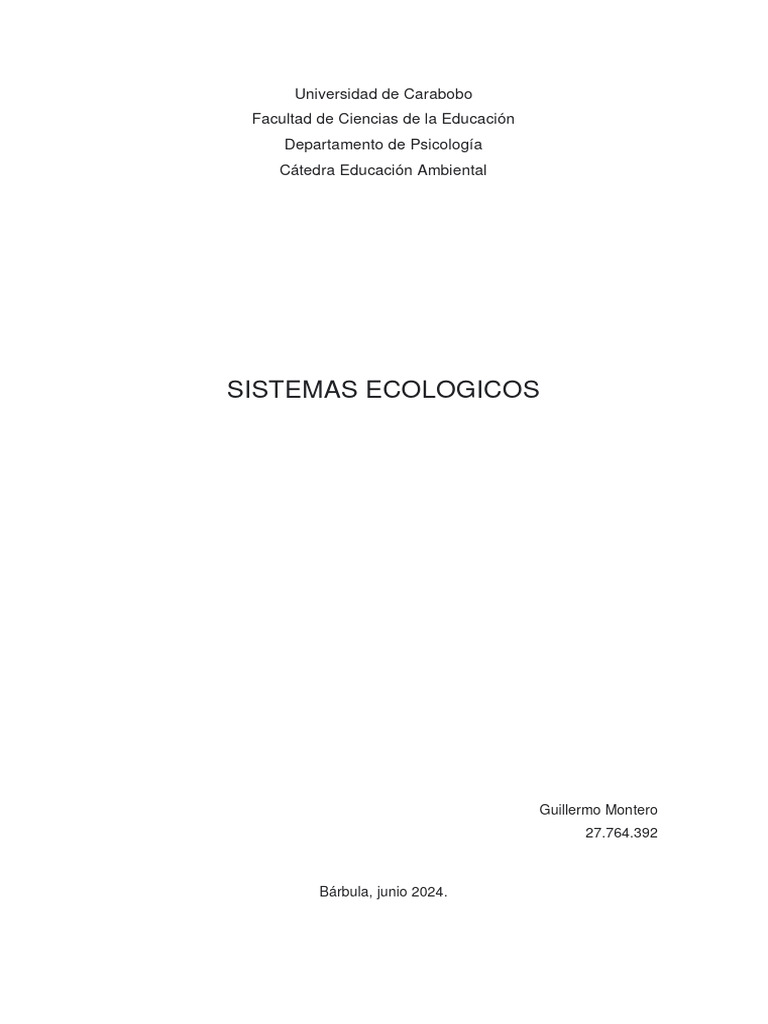 Sistemas Ecologicos | PDF | Ecosistema | Entorno natural