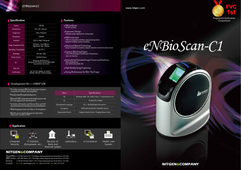EN eNBioScan C1 | PDF | Microsoft Windows | Windows Vista