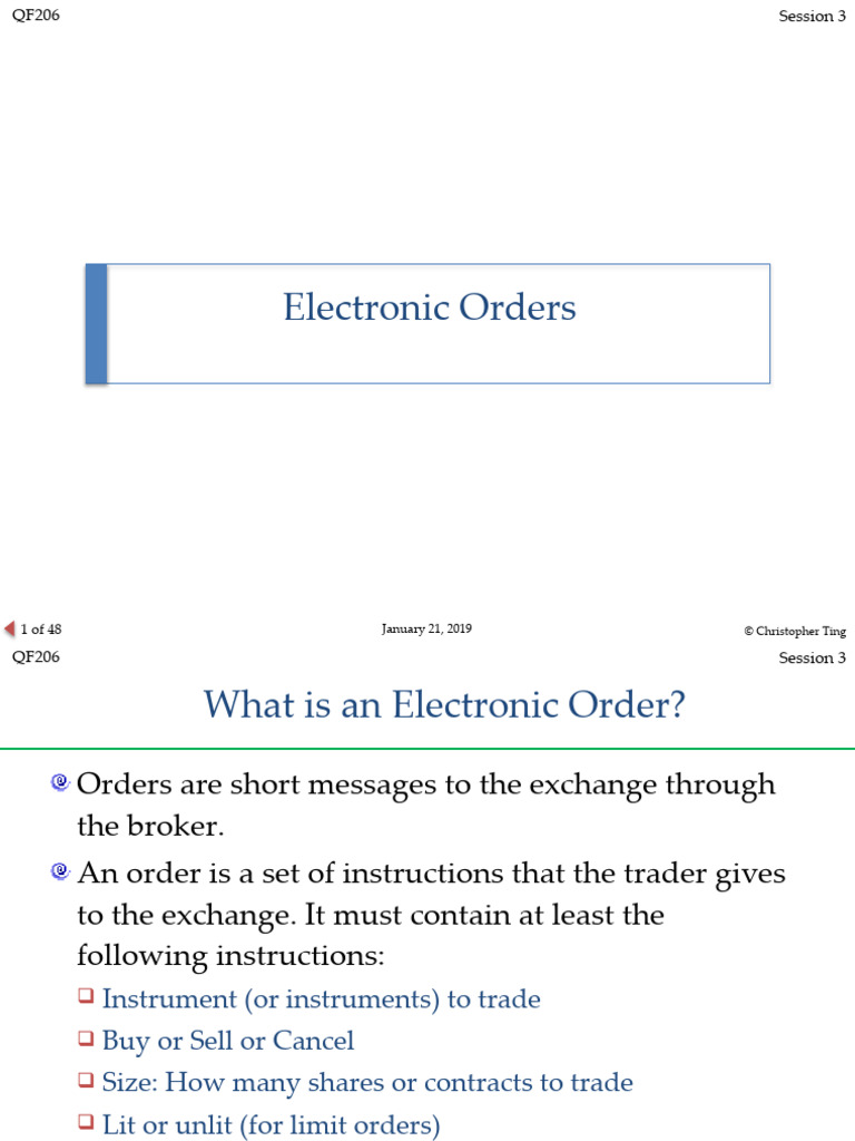 QF206 Week 03 Orders | PDF | Order (Exchange) | Knowledge Economy