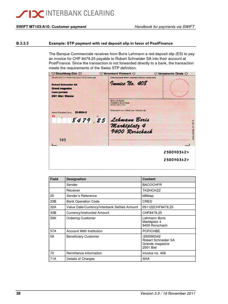 SWIFT MT103 Payment Handbook | PDF