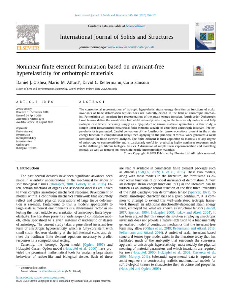 IJSS-2020-Daniel-Nonlinear Finite Element Implementation Based On Invariant-Free Hyperelasticity ...