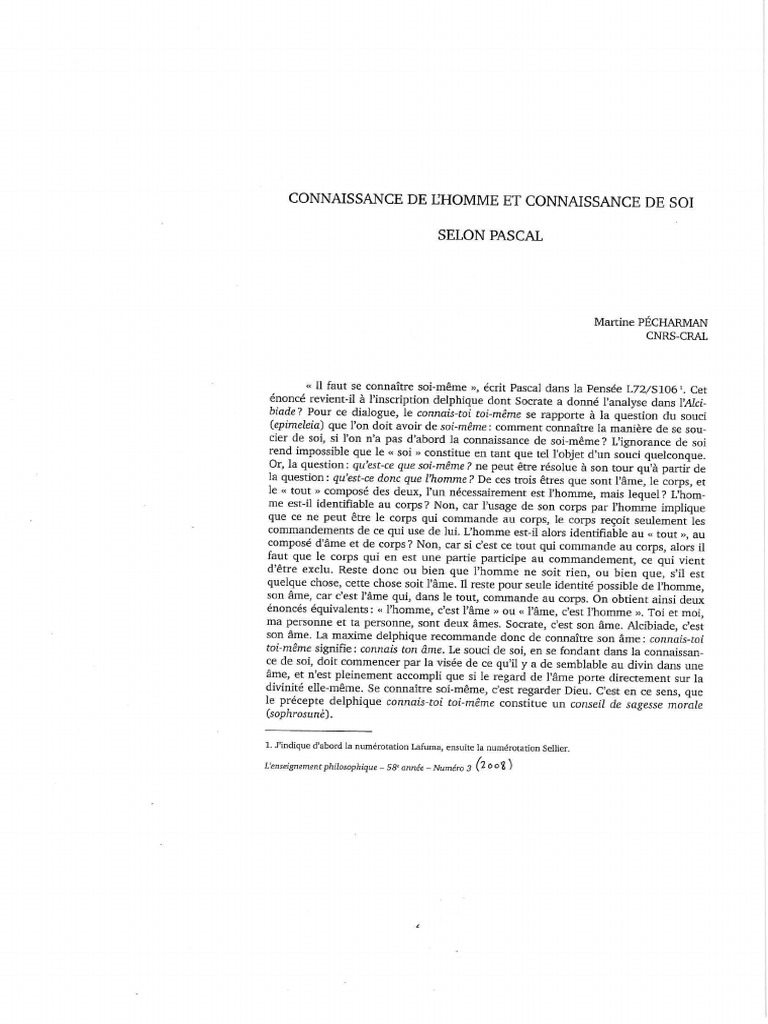 Connaissance de Lhomme Et Connaissance d-1 | PDF