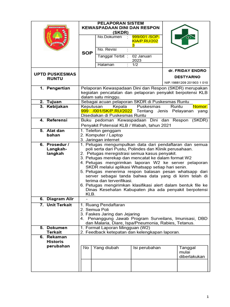 Sop Surveilans SKDR 2023 | PDF