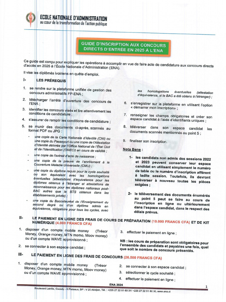 Guide D'inscription ENA 24 | PDF