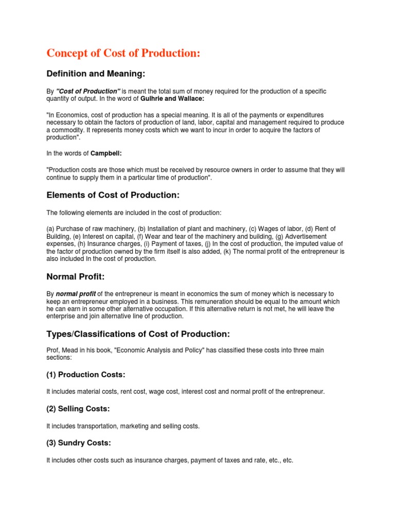 Understanding Cost of Production | PDF | Average Cost | Marginal Cost