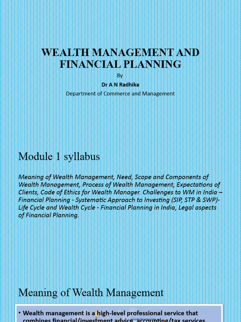 Module 1 | PDF | Investment Management | Wealth Management