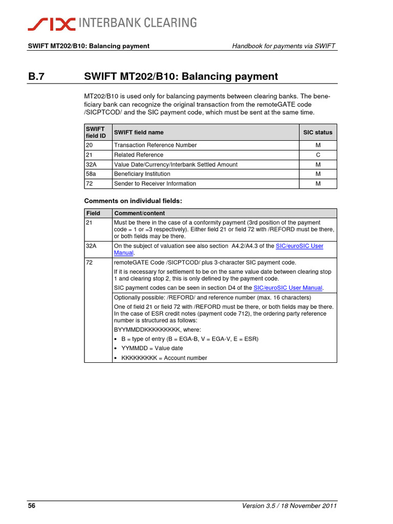SWIFT Handbook Pages 56 | PDF | Financial Markets | Money