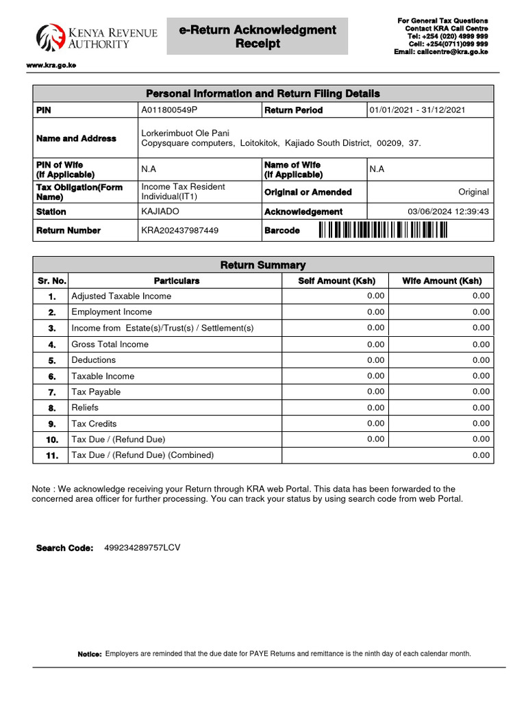 Tax Return Acknowledgment Notice | PDF | Government Finances | Taxes