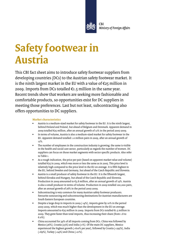 Austrian Safety Footwear Market Guide | PDF | Austria | Personal ...